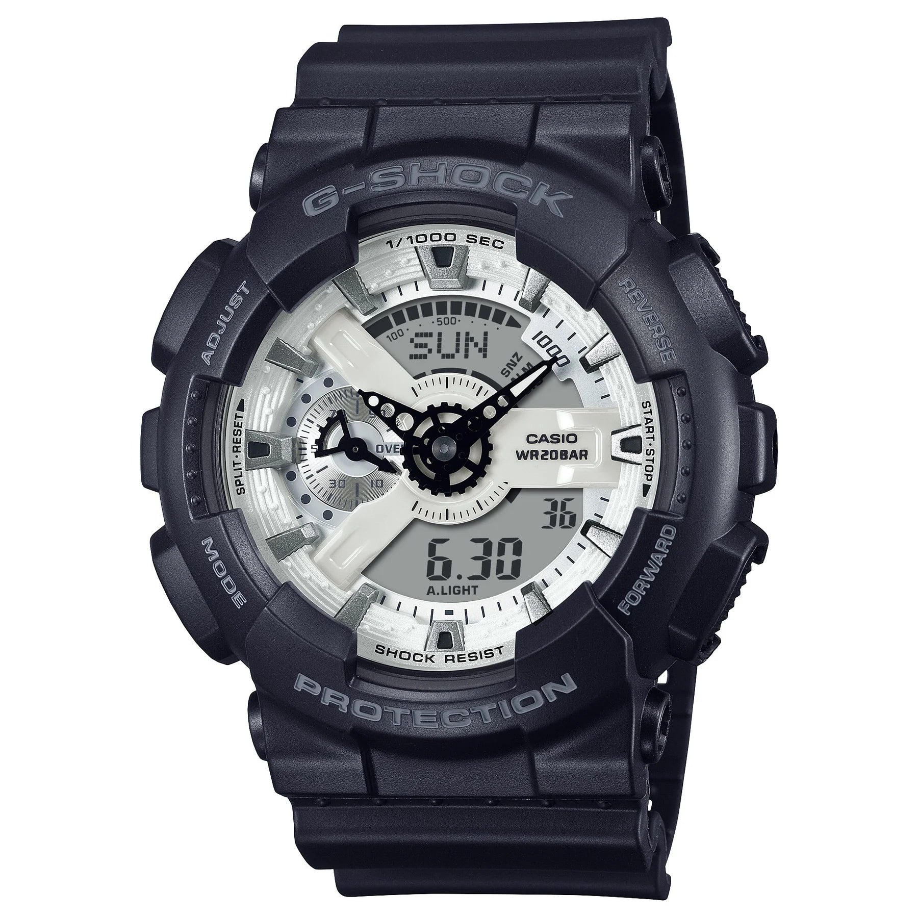 G-Shock G SHOCK DUO BLACK AND BRIL WHITE FACE BLACK RESIN WATCH ...